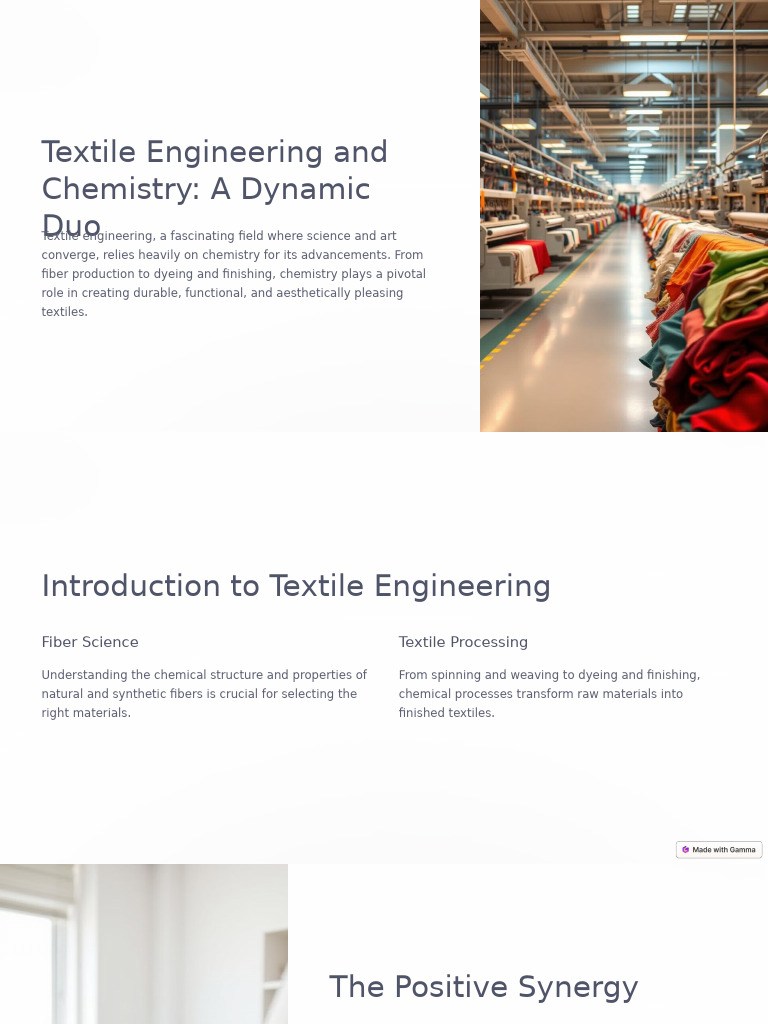 Textile Engineering and Chemistry A Dynamic Duo | PDF