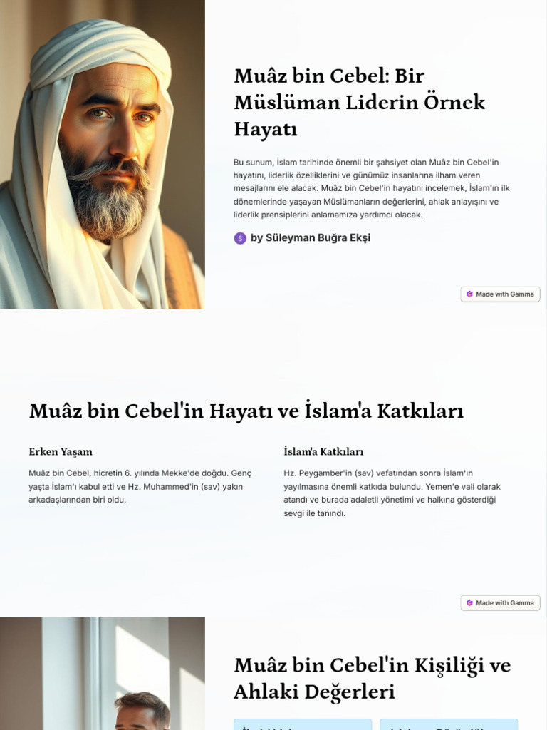 Muaz Bin Cebel Bir Musluman Liderin Ornek Hayati | PDF