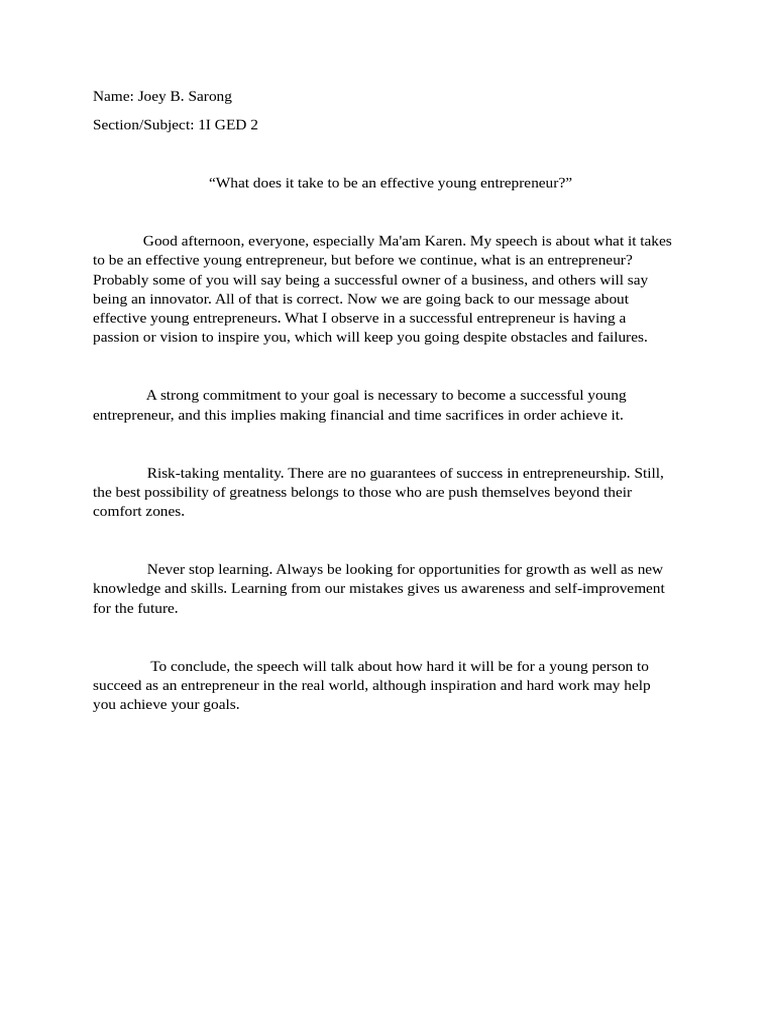 Ged2 Speech Assignment. | PDF