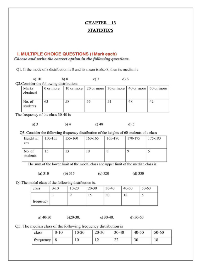 CH 13 STATISTICS Worksheet | PDF