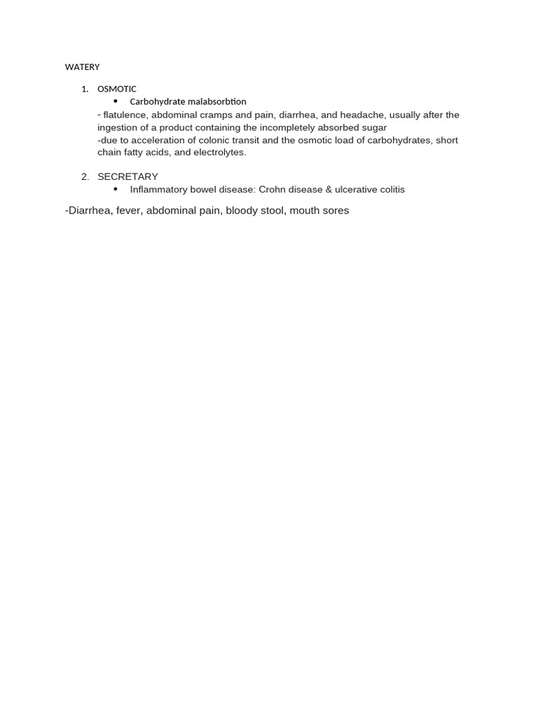 DDX of Chronic Diarrhea | PDF