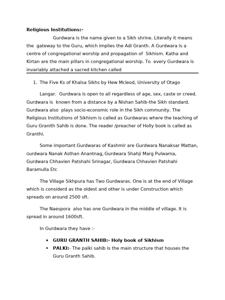Sikhism Religious Instt | PDF | Guru Granth Sahib | Guru Nanak