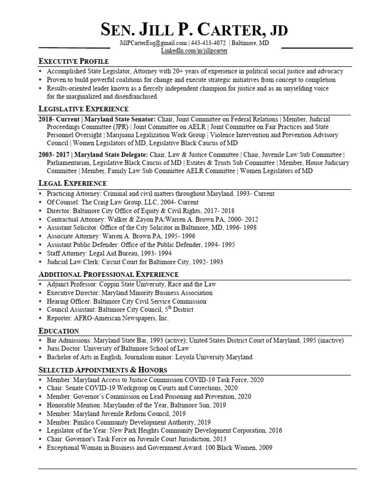 J. Carter Resume 2020 | PDF | Maryland | Justice