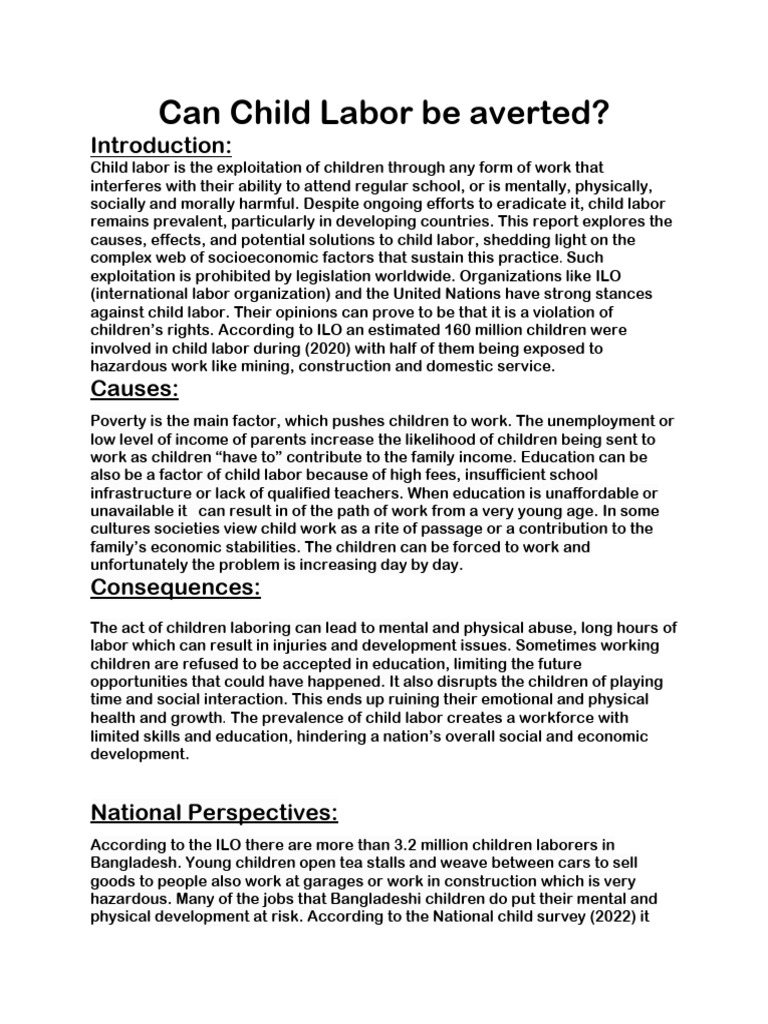 Child Labour Report Writing | PDF | Child Labour | International Labour ...