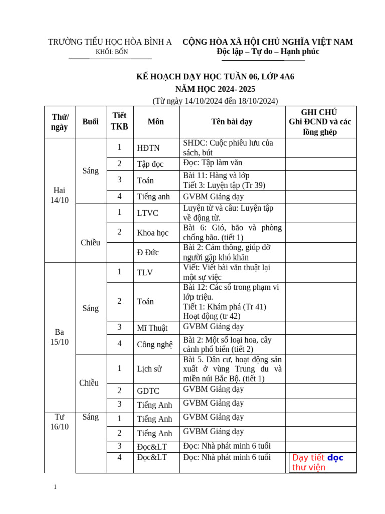 TUẦN 6. Tam 23-24 | PDF