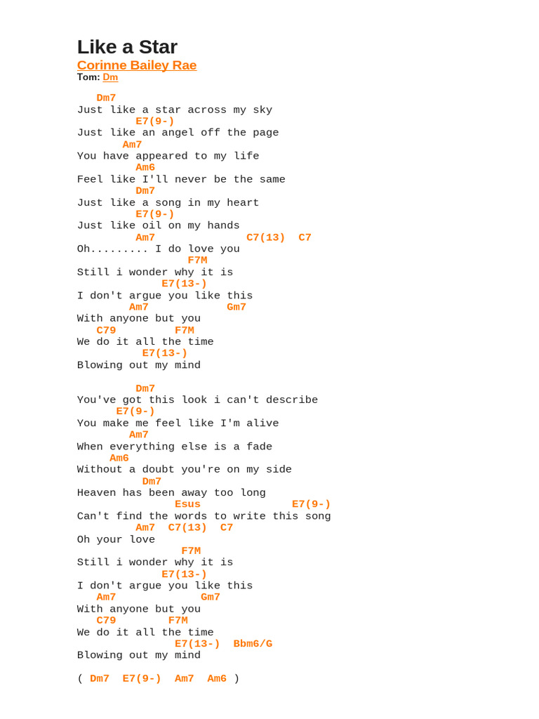 Corinne Bailey Rae - Like a Star Lyrics | PDF