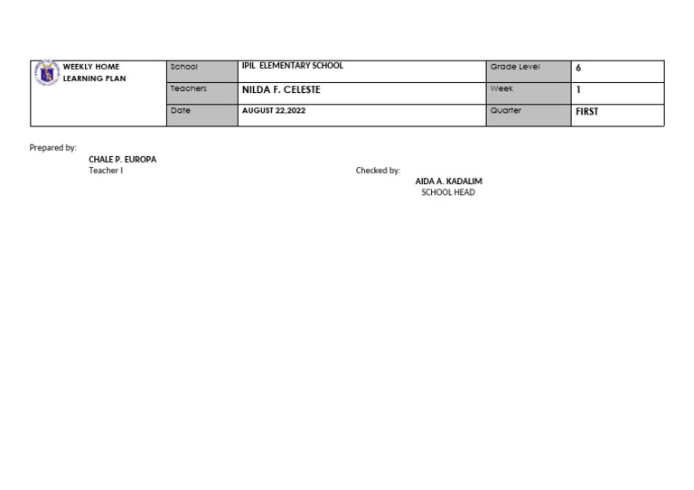 WHLP - Grade 6 (Q1 Week 1) | PDF