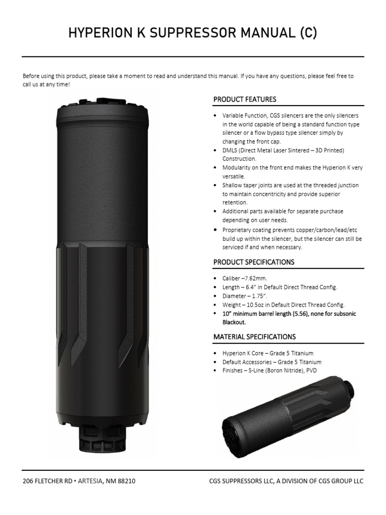 Hyperion K Com Manual 10.28.20 | PDF | Gun Barrel | Ammunition