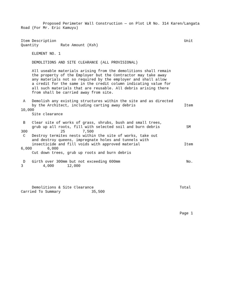 Perimeter Wall Construction Proposal | PDF | Concrete | Masonry