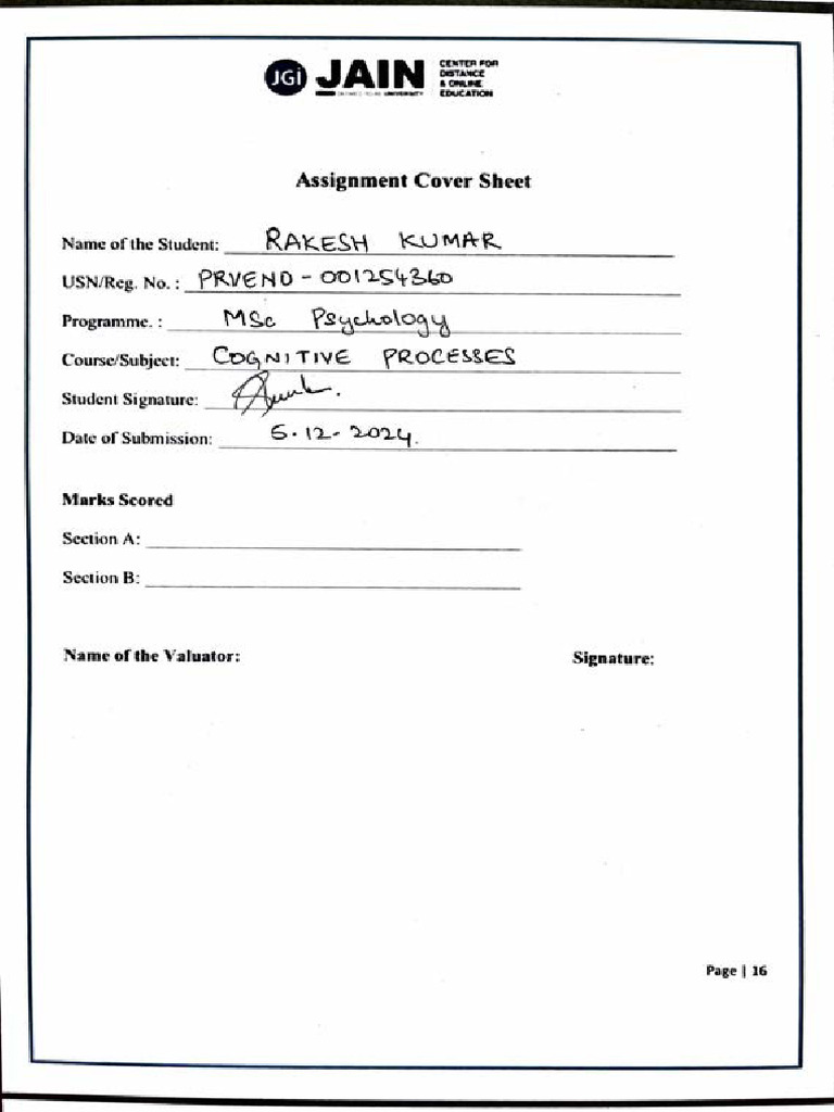 Cognitive Processes Assignment 1_compressed | PDF