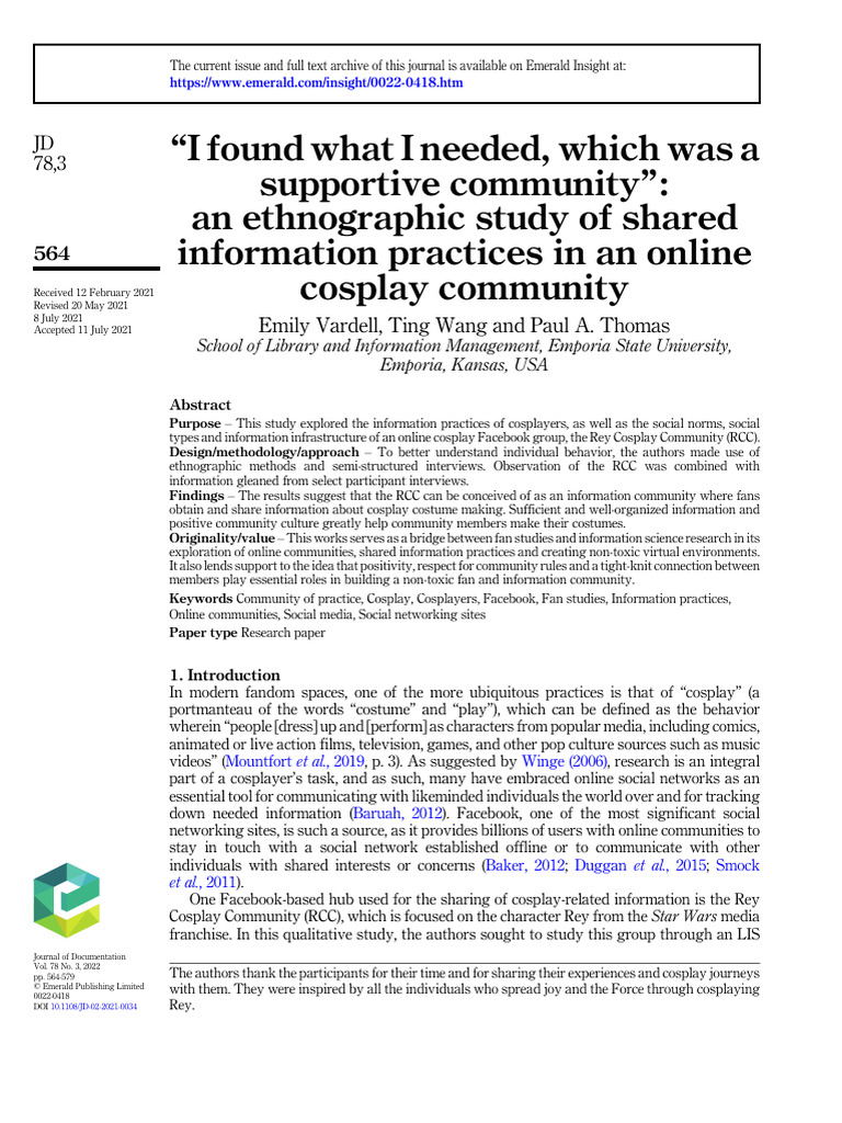 10 1108 - JD 02 2021 0034 | PDF | Ethnography | Cosplay