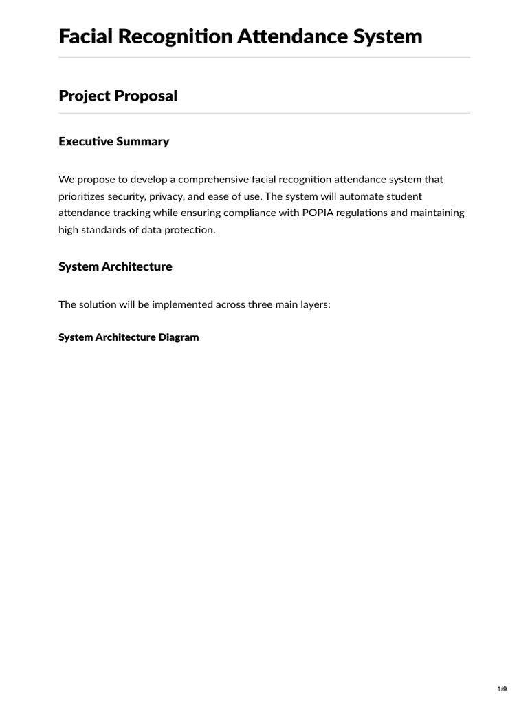 Facial Recognition Attendance System Project Proposal | PDF | Databases ...