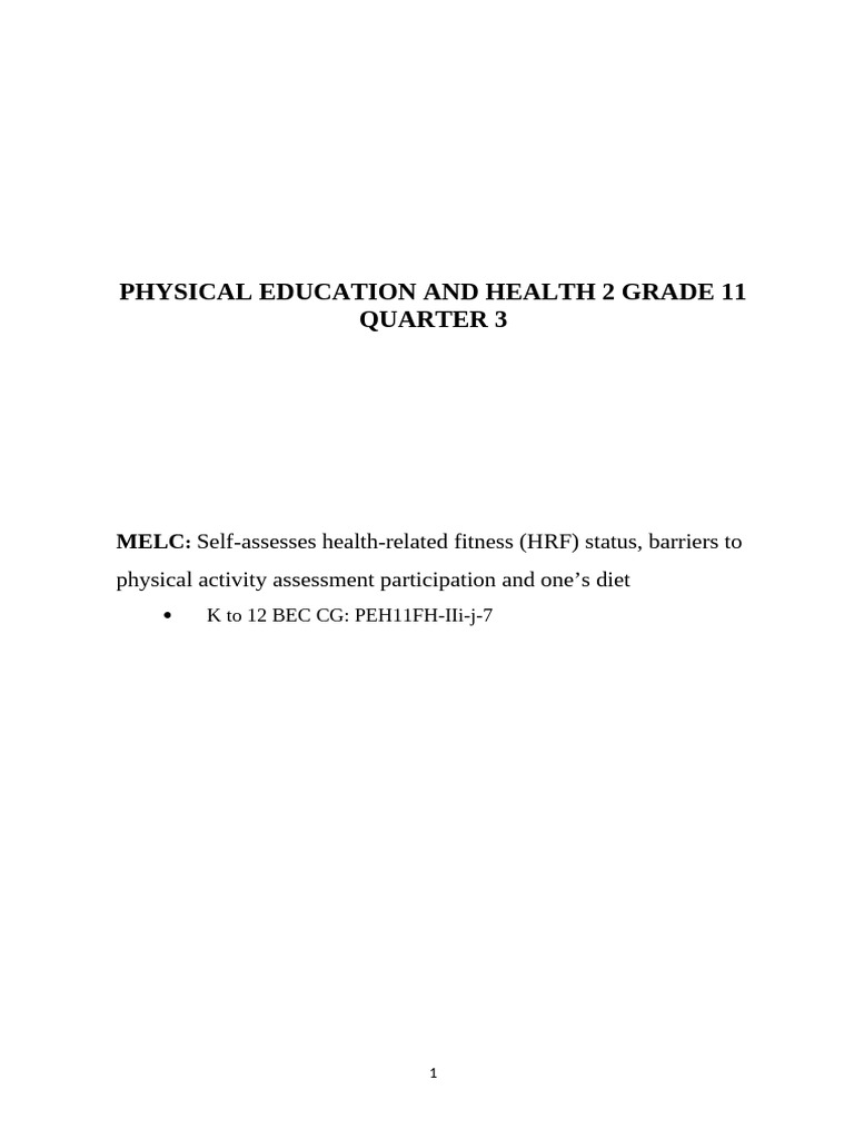 M2 Division Self Learning Modules Peh 2 | PDF | Physical Fitness | Eating
