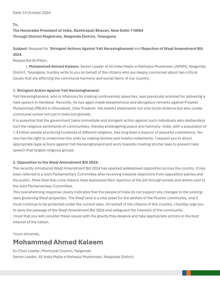 Representation To President of India | PDF | Human Rights