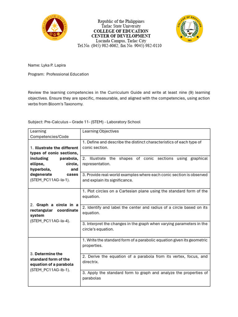 Writing Objectives | PDF