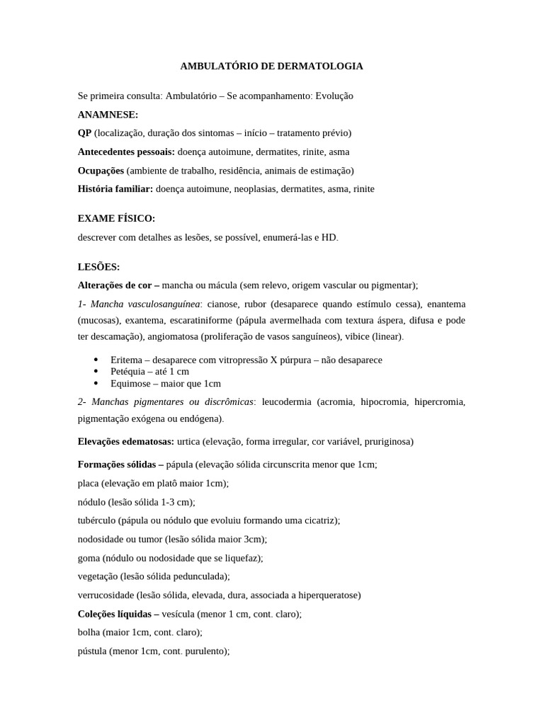 Guia Completo de Lesões Dermatológicas | PDF | Psoríase | Carcinoma
