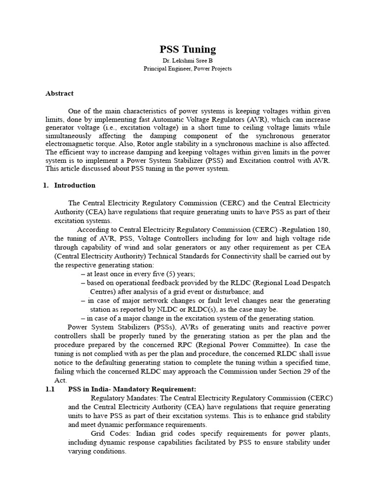Article-PSS-Tuning | PDF | Electrical Grid | Electric Generator