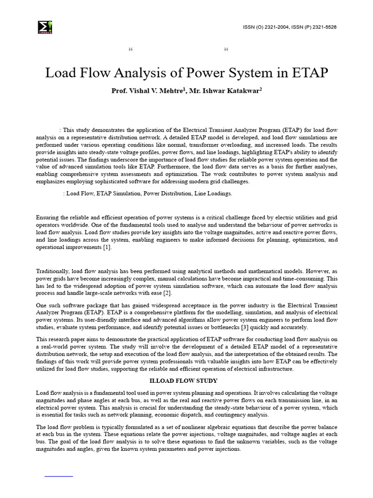 Power System Analysis Using ETAP | PDF | Electric Power | Power (Physics)