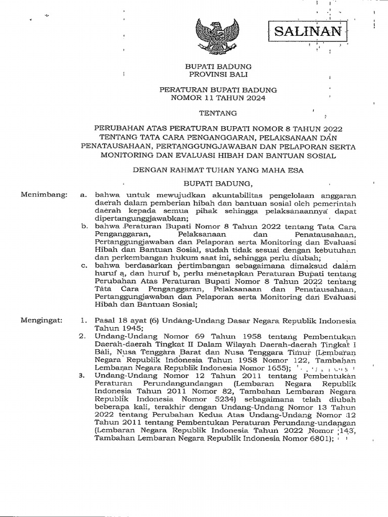 2024 Perbup 5103011 | PDF