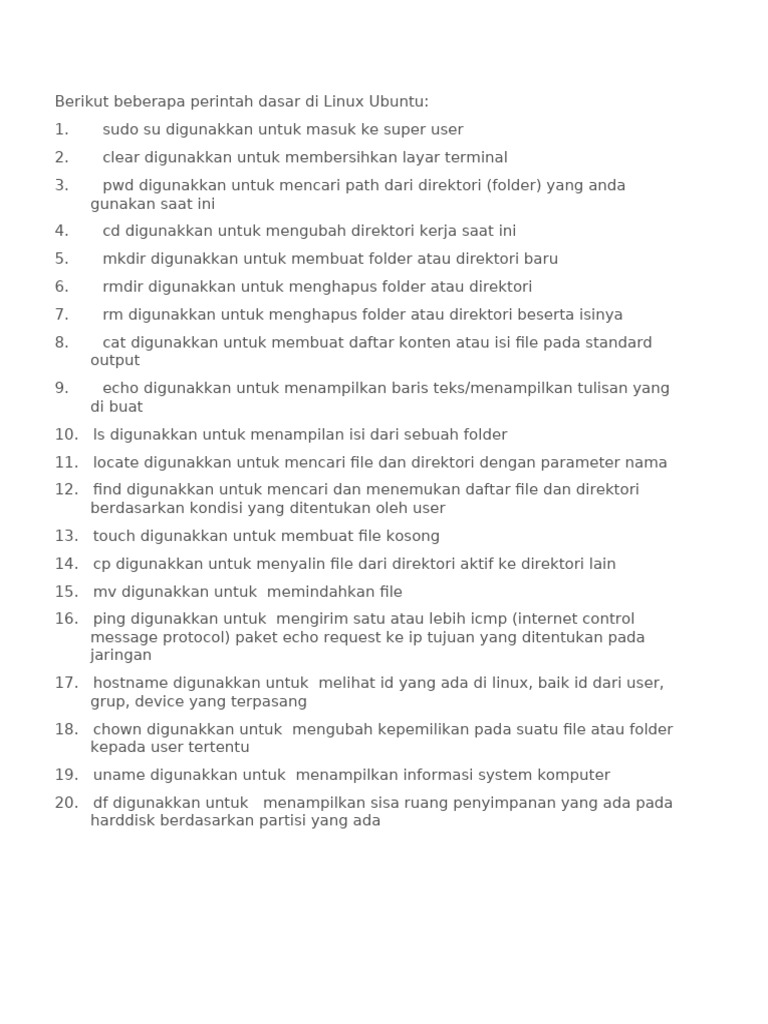 Perintah Dasar Linux Ubuntu yang Wajib Diketahui | PDF