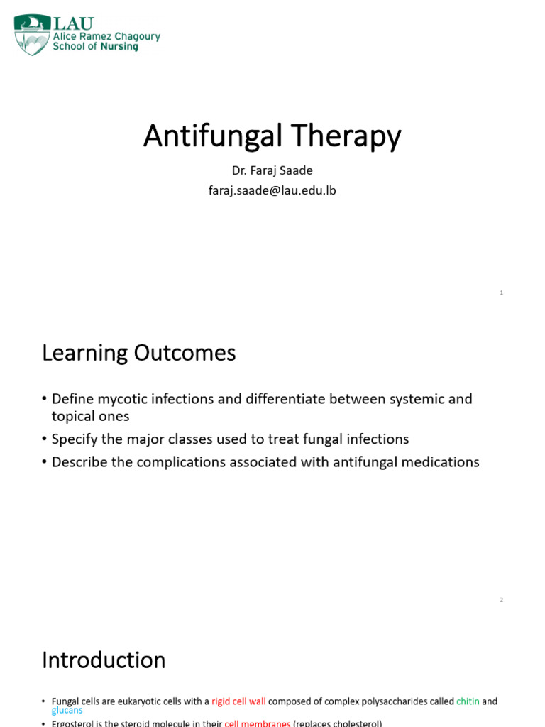 12 NUR312 - Antifungal - Lect 12 - Fall 2023 - F. Saade | PDF | Medicinal Chemistry | Pharmacology