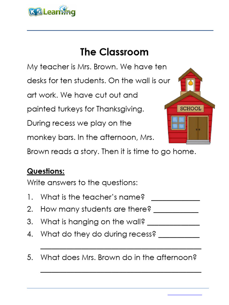 Kindergarten Reading Comprehension Story | PDF