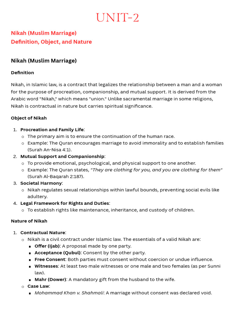 UNIT-2 | PDF | Marriage | Divorce