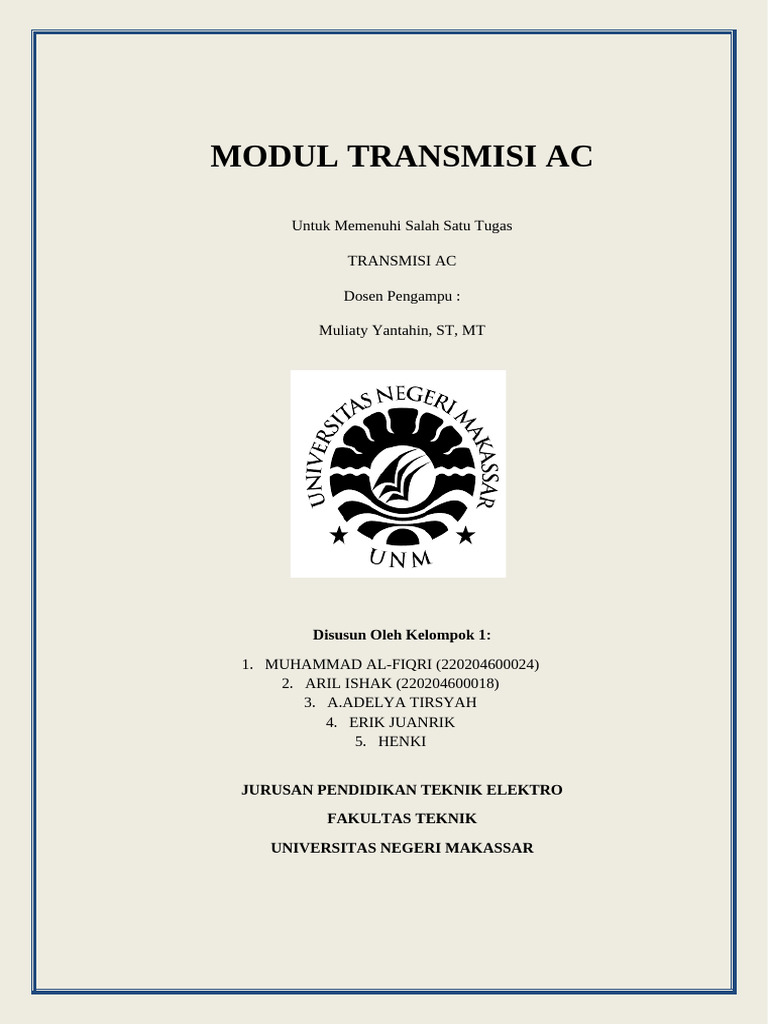 MODUL TRANSMISI AC KELOMPOK 1 | PDF