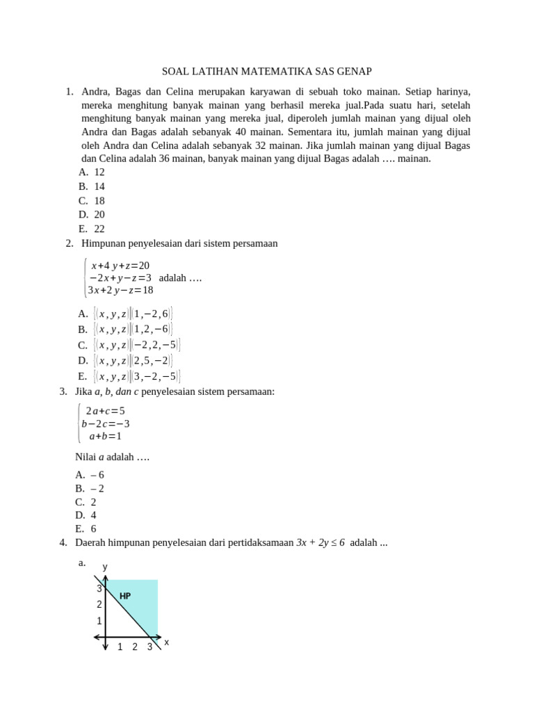 Soal Latihan Matematika Kelas X-1 | PDF