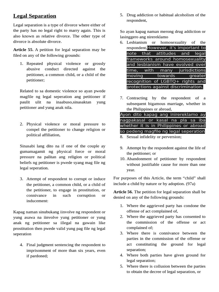 Legal Separation | PDF | Divorce | Social Institutions