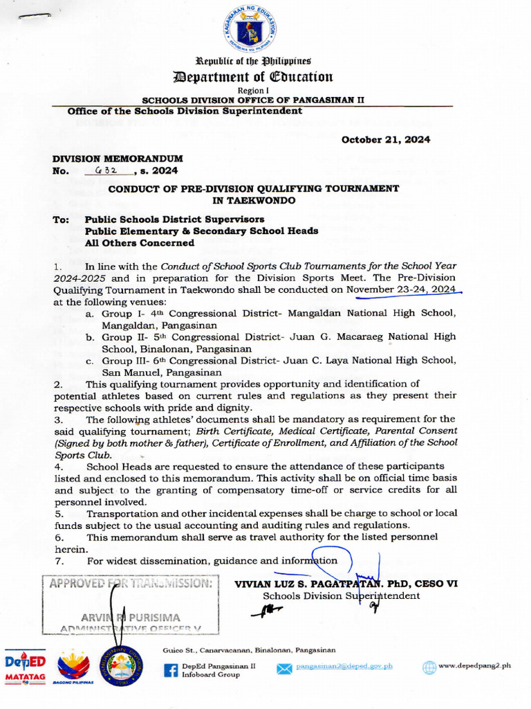 DIVISION MEMORANDUM No. 632 S. 2024 | PDF