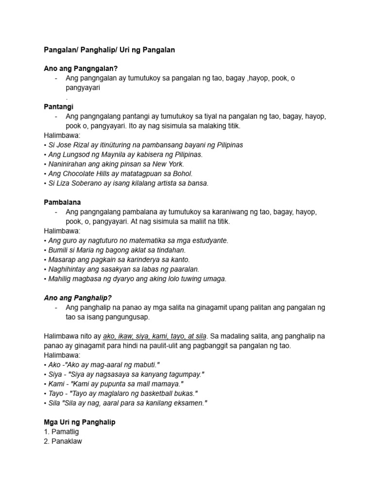 Filipino Notes for Q1 | PDF