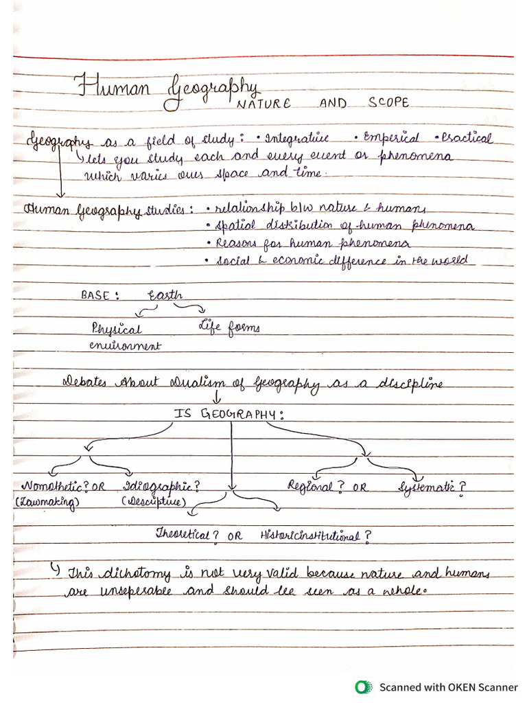 Human Geography Nature and Scope Notes | PDF