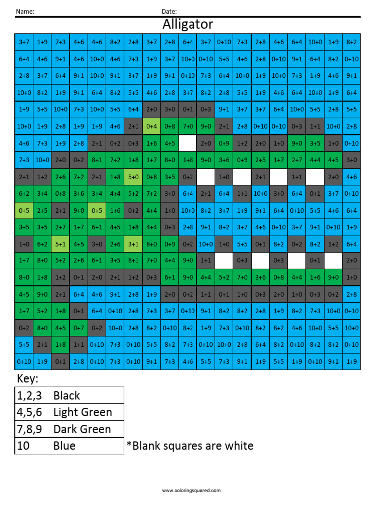 Alligator Addition - Answer | PDF