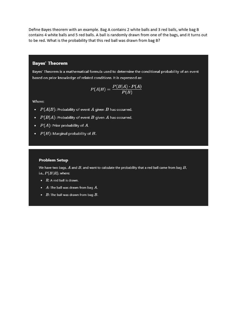 Define Bayes Theorem With An Example | PDF
