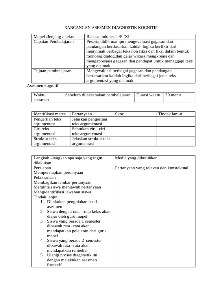Rancangan Asesmen Diagnostik Kognitif | PDF