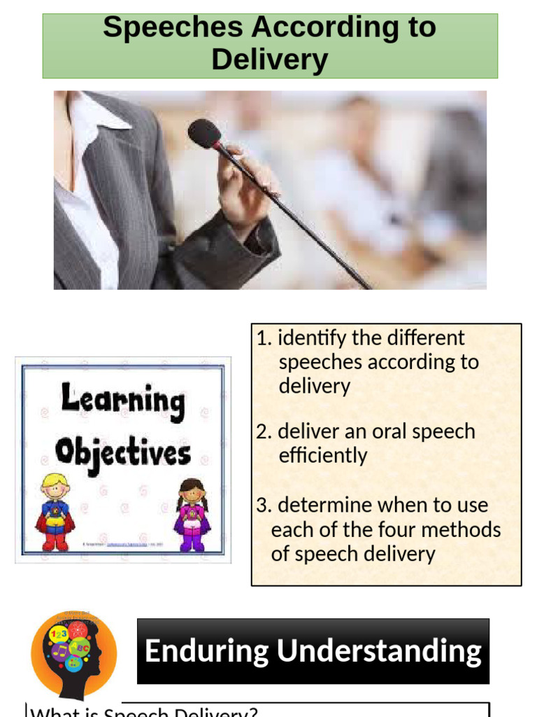 Types of Speech Delivery Methods | PDF | Speech | Nonverbal Communication