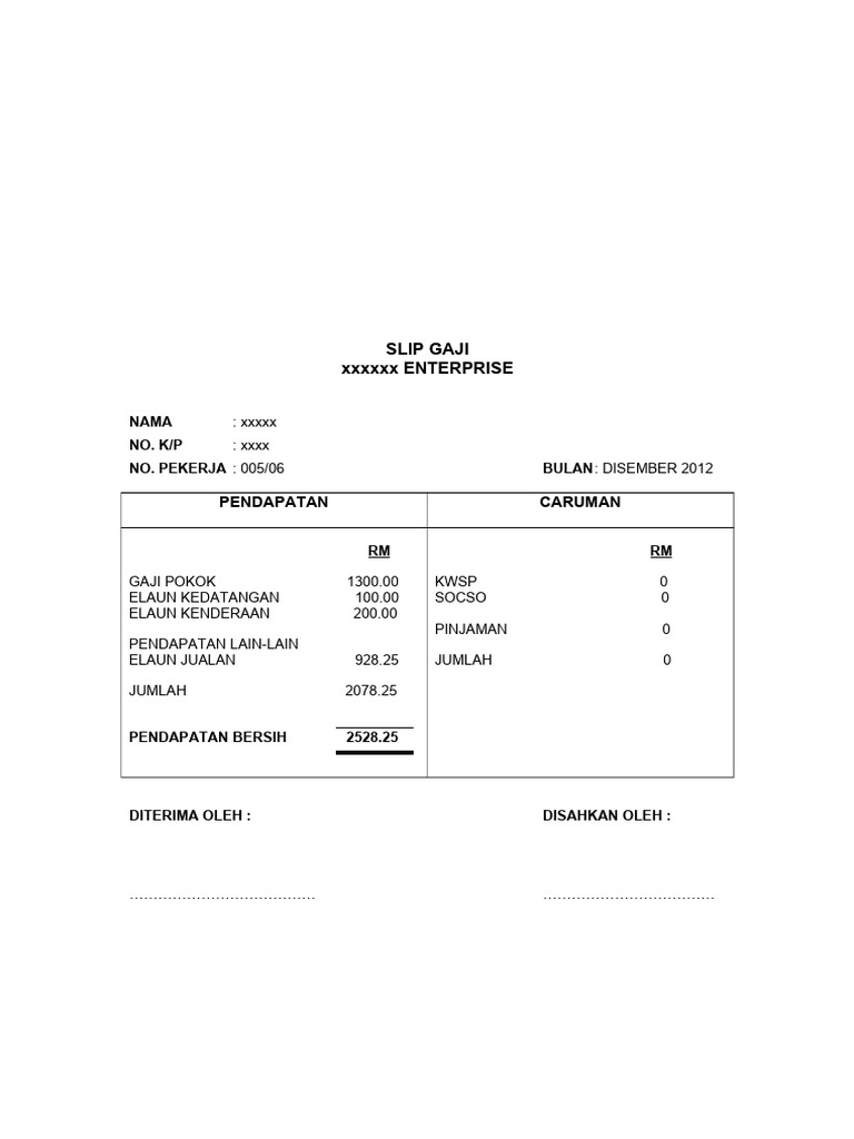 Contoh Slip Gaji | PDF