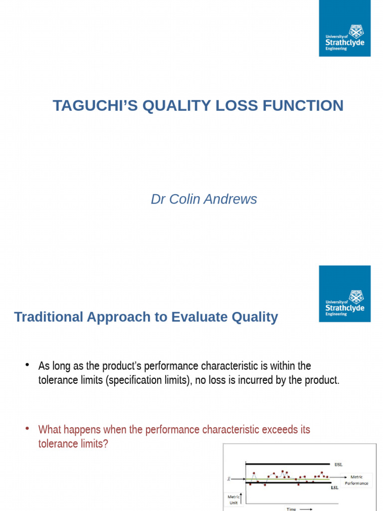 Taguchi's Quality Loss Function Explained | PDF | Engineering Tolerance
