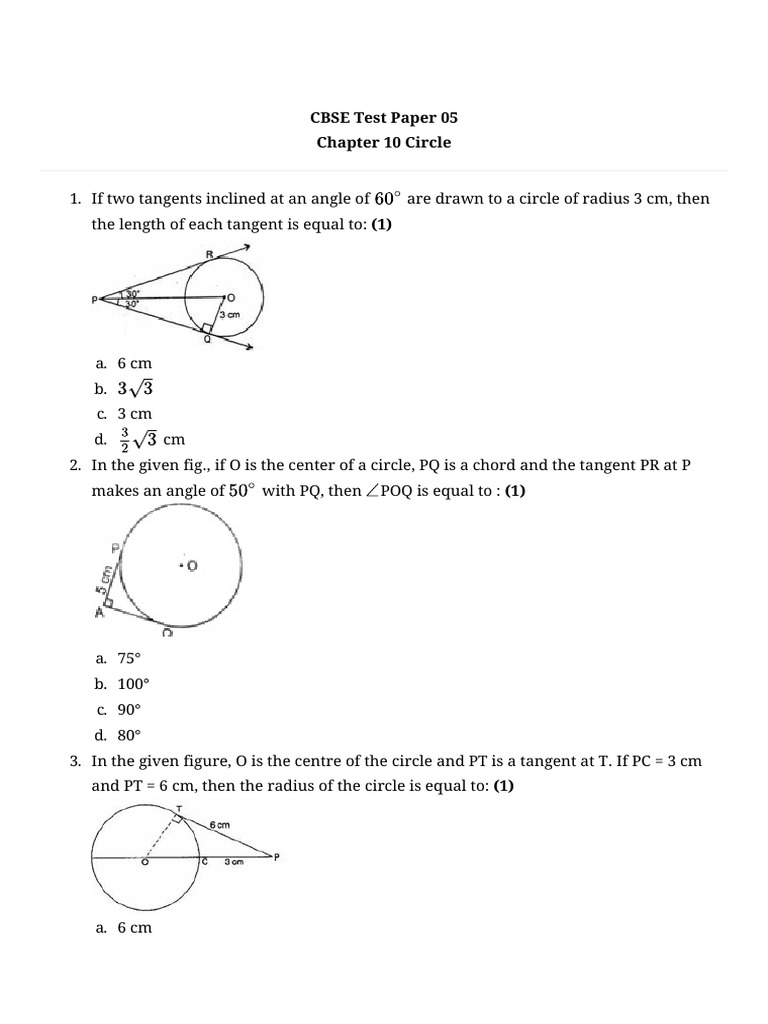 Chapter 10 Circles Test 05 | PDF | Circle | Geometric Shapes