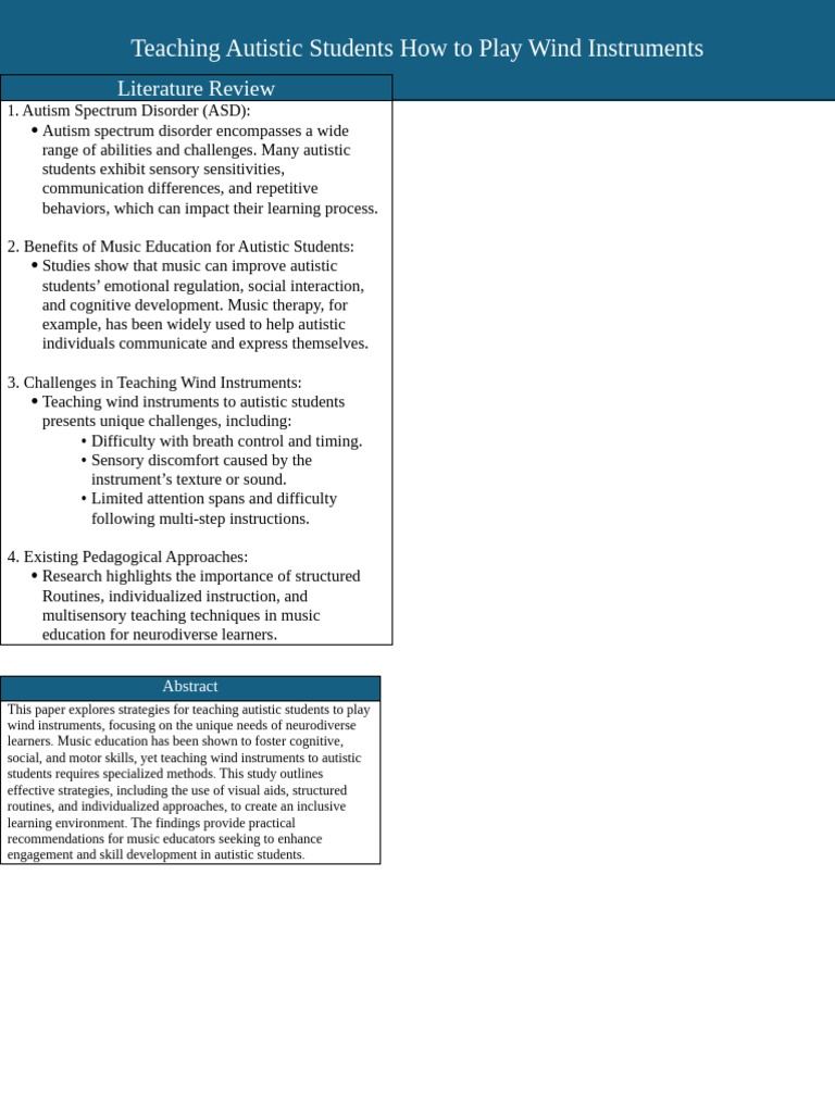 Teaching Autistic Students How To Play Wind Instruments | PDF | Autism Spectrum | Learning