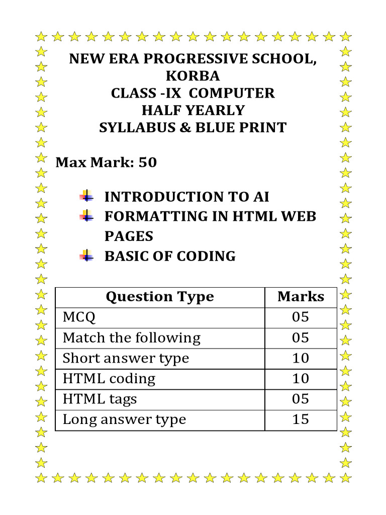 Computer Syllabus IX | PDF