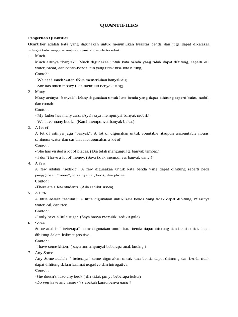 QUANTIFIERS | PDF