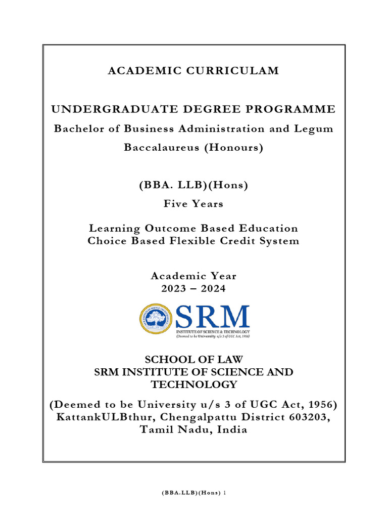 BBA LLB First Year Syllabus Overview | PDF | Legal Education | Critical ...