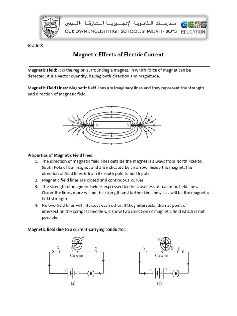 Magnetic effects of electric current | PDF | Magnetic Field | Magnet