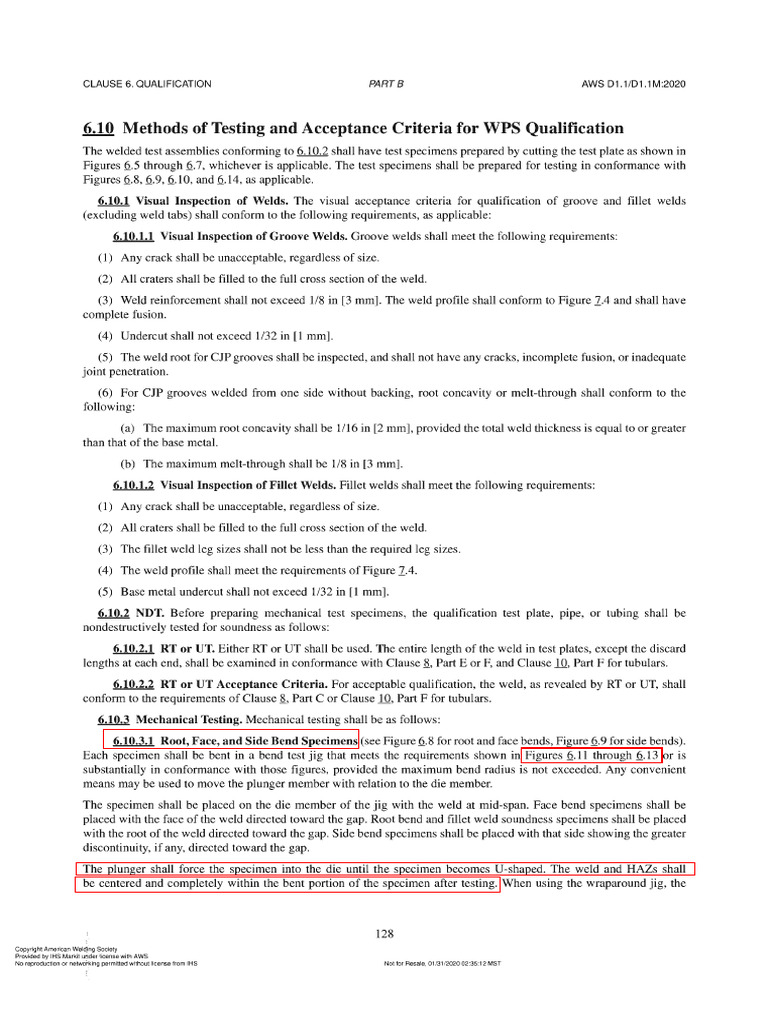 Guide Bend Test - AWS D1.1 - Extract | PDF | Welding | Construction