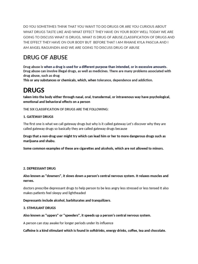 mapeh-drug-abuse-report | PDF | Drugs | Substance Abuse