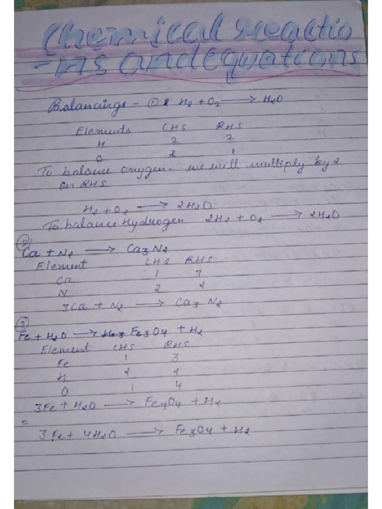Chemistry Ch-2 Chemical Equations and Reactions.. | PDF Chemistry Ch-2 Chemical Equations and Reactions.. | PDF