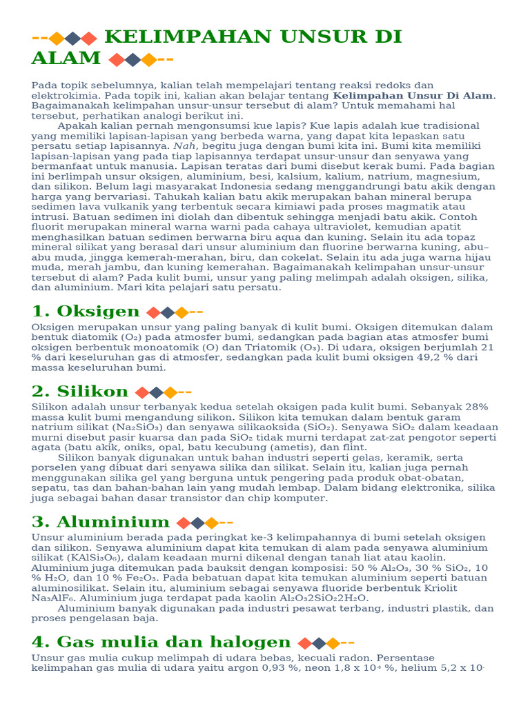 Kelimpahan Unsur Di Alam | PDF