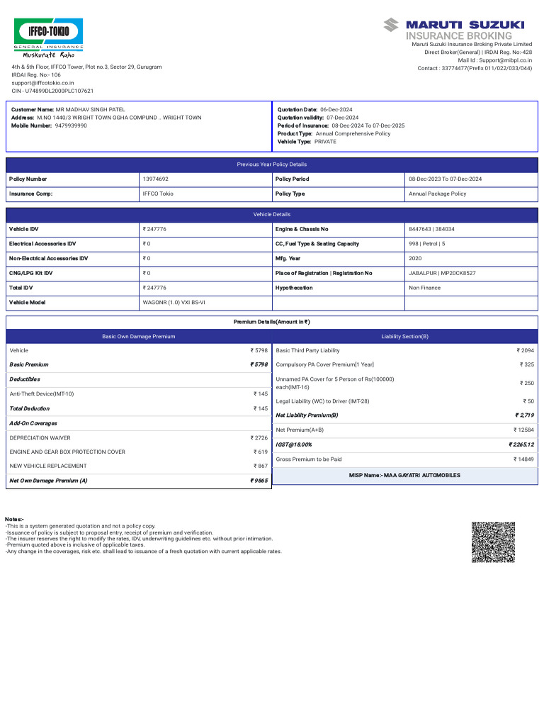 MR MADHAV SINGH PATEL | PDF | Insurance | Financial Services